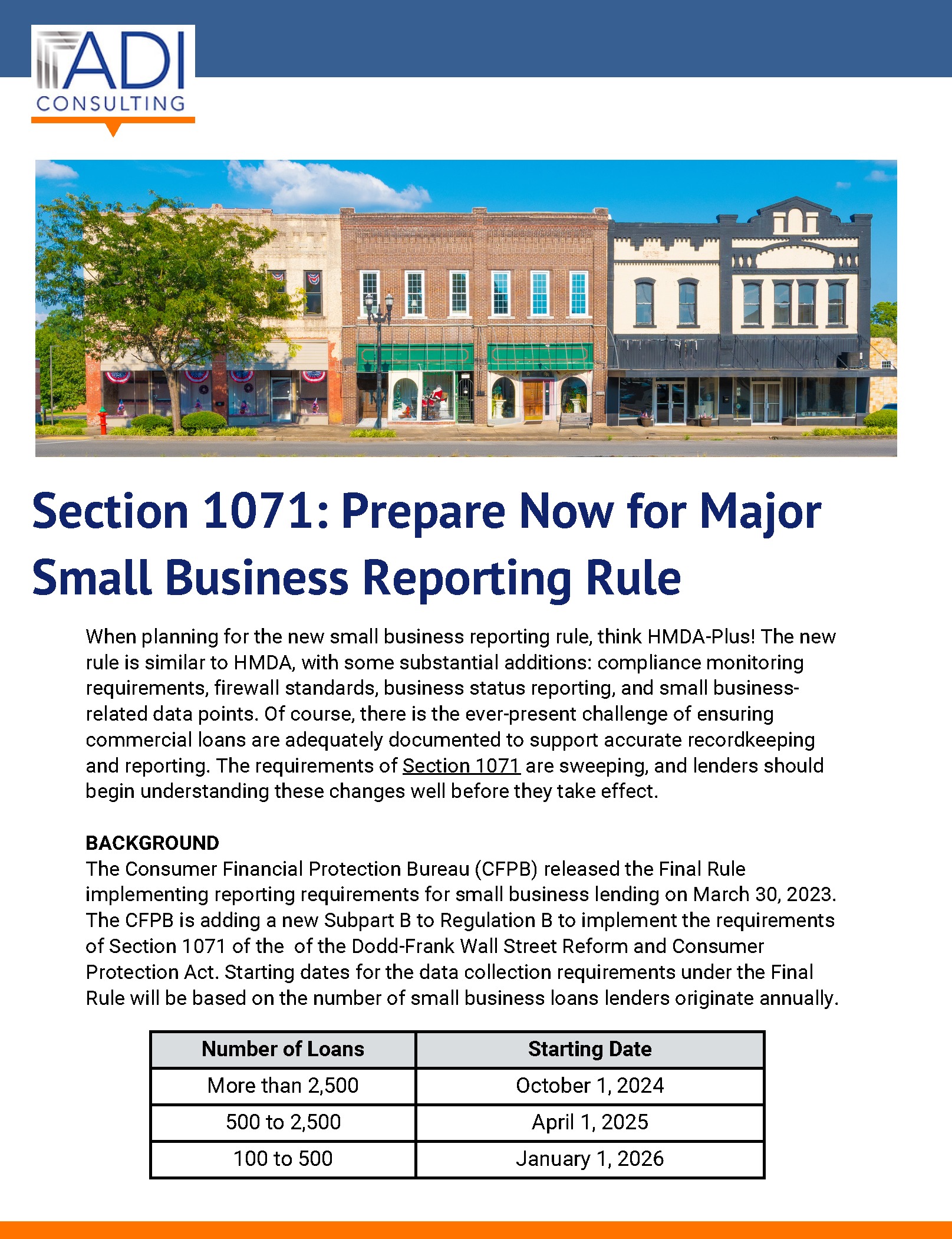 Section 1071: Prepare Now for Small Business Reporting Rule | ADI ...